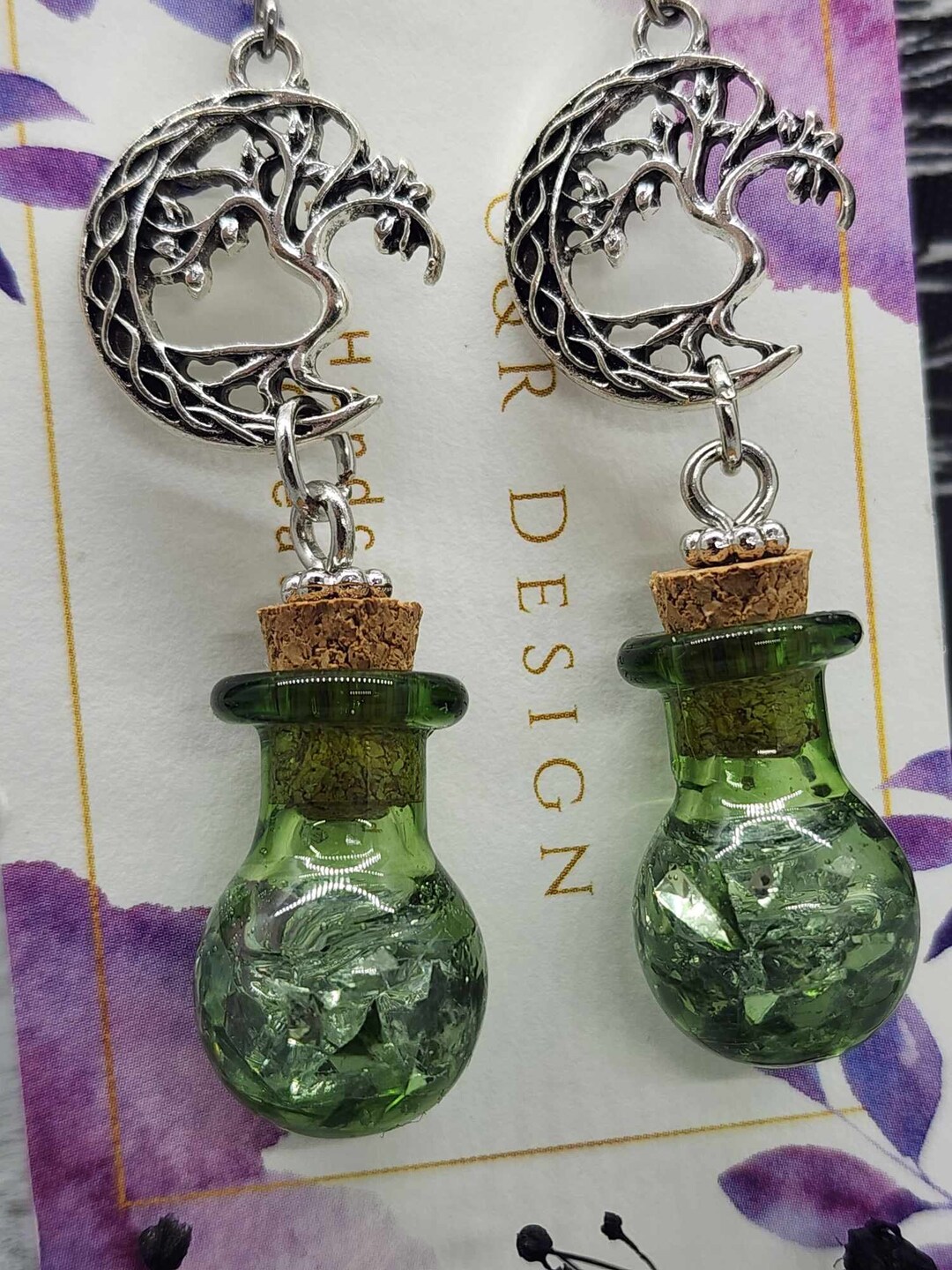 Green Potion Bottle Tree of Life Stainless Steel Dangle - Etsy