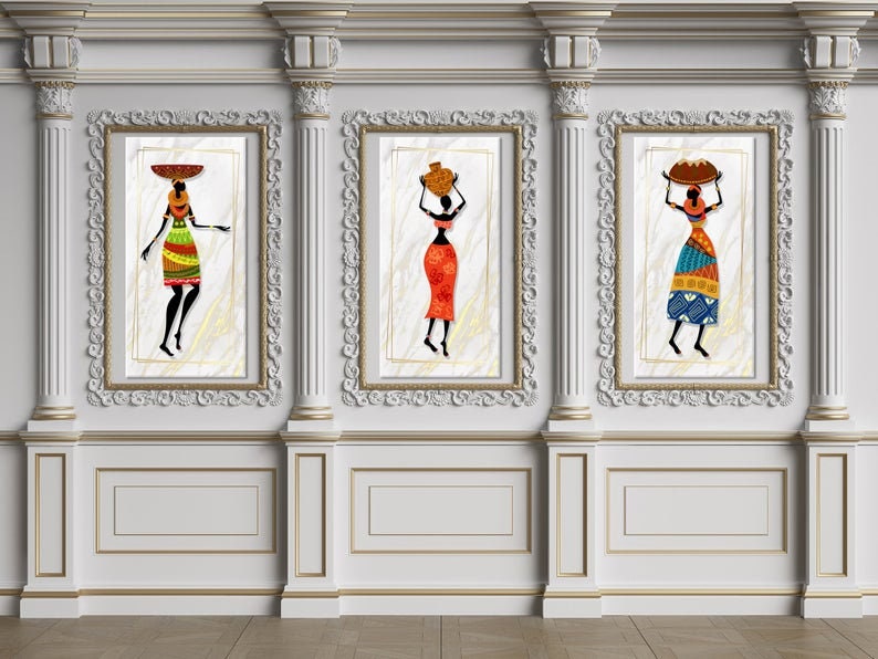 African Women Art Decor African Girl Canvas Wall Art Ethnic Etsy