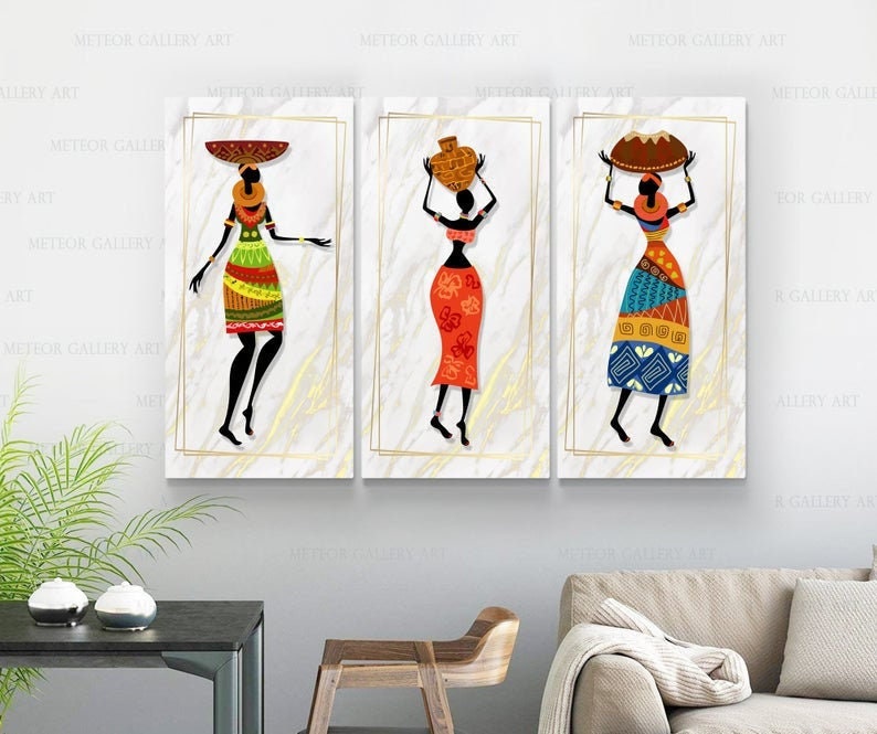 African Women Art Decor African Girl Canvas Wall Art Ethnic Etsy