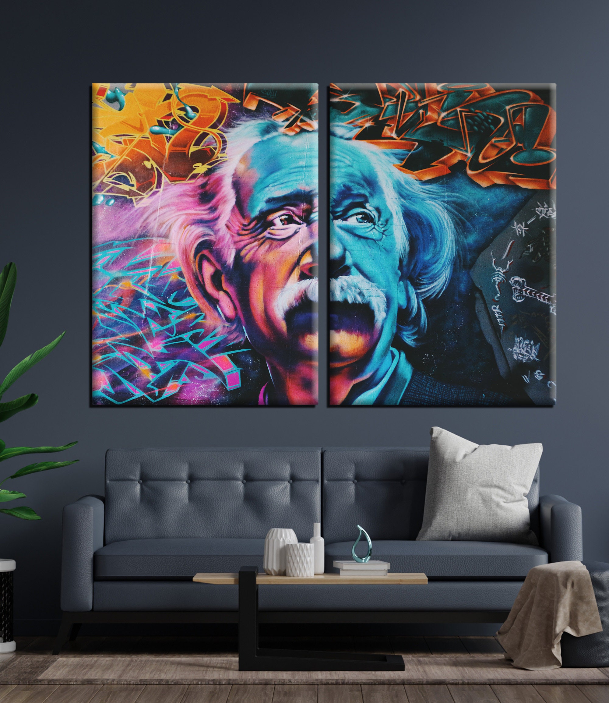 Albert Einstein Graffiti Street Art Canvas Painting Design,colorful Art ...