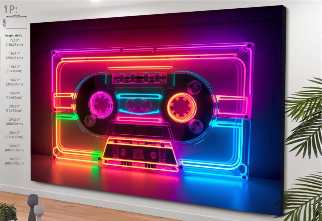 Retro Cassette Wall Art, Cassette Canvas Art, Retro Wall Art, Audio ...