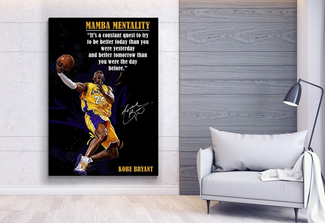 Kobe Bryant Inspirational Canvas Art, Mamba Mentality Quote Canvas Wall ...