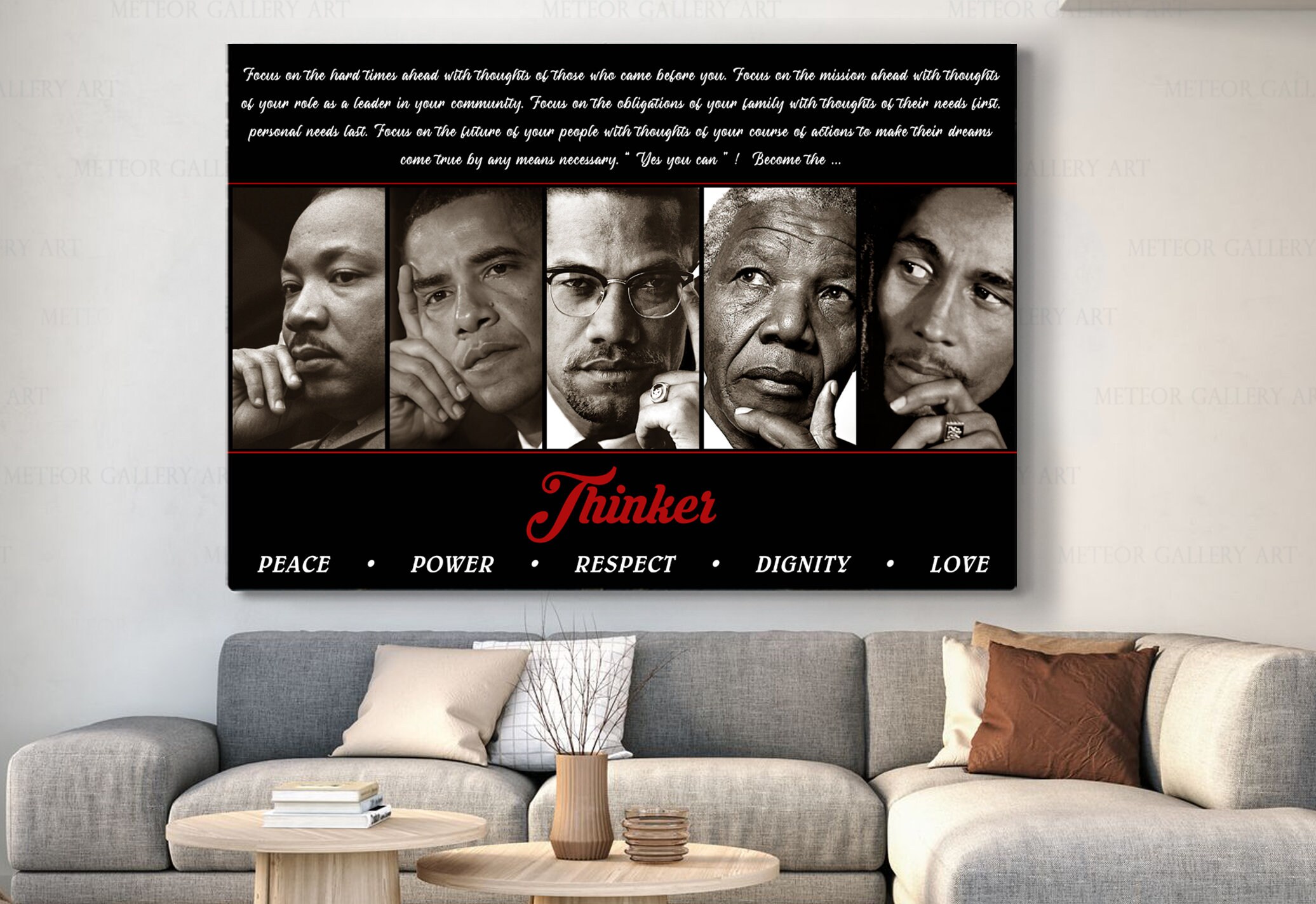 Thinker Wall Art, Martin, Obama, Malcolm X, Mandela, Marley, Thinker ...