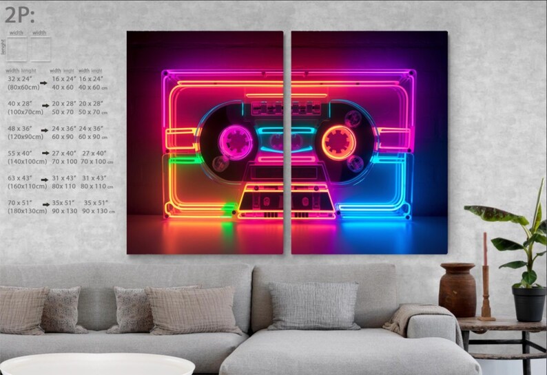 Retro Cassette Wall Art, Cassette Canvas Art, Retro Wall Art, Audio ...