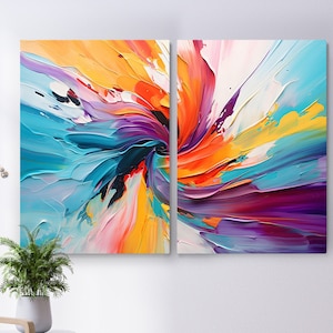 Rainbow Abstract Art, Colorful Canvas Art, Colorful Abstract, Abstract ...