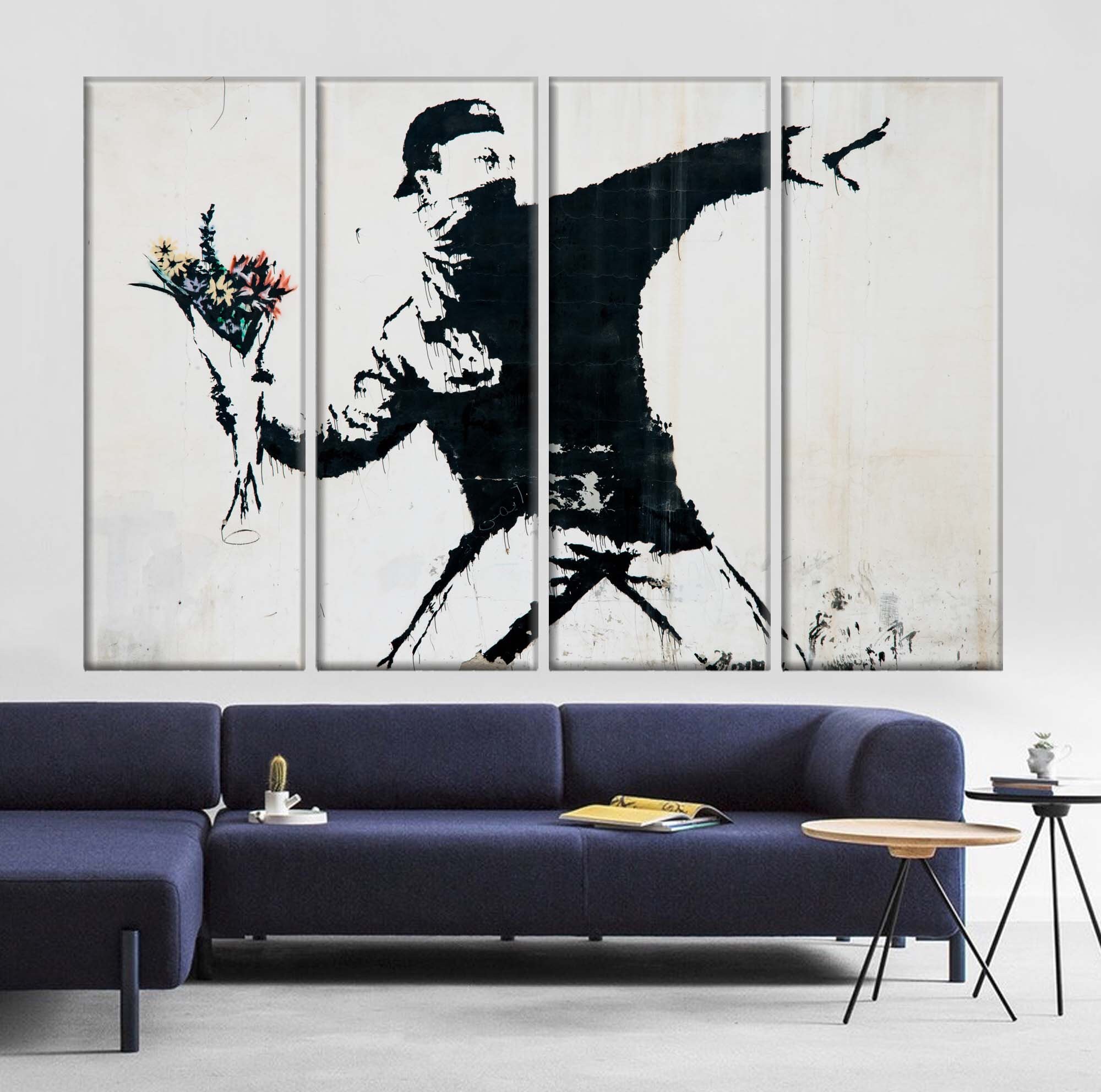 Banksy Art Flower Throwing Street Art Banksy Decor Banksy - Etsy