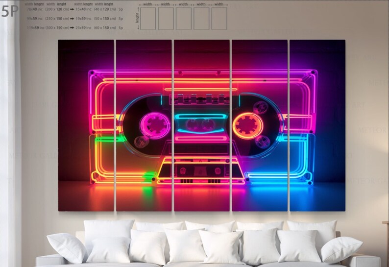 Retro Cassette Wall Art, Cassette Canvas Art, Retro Wall Art, Audio ...