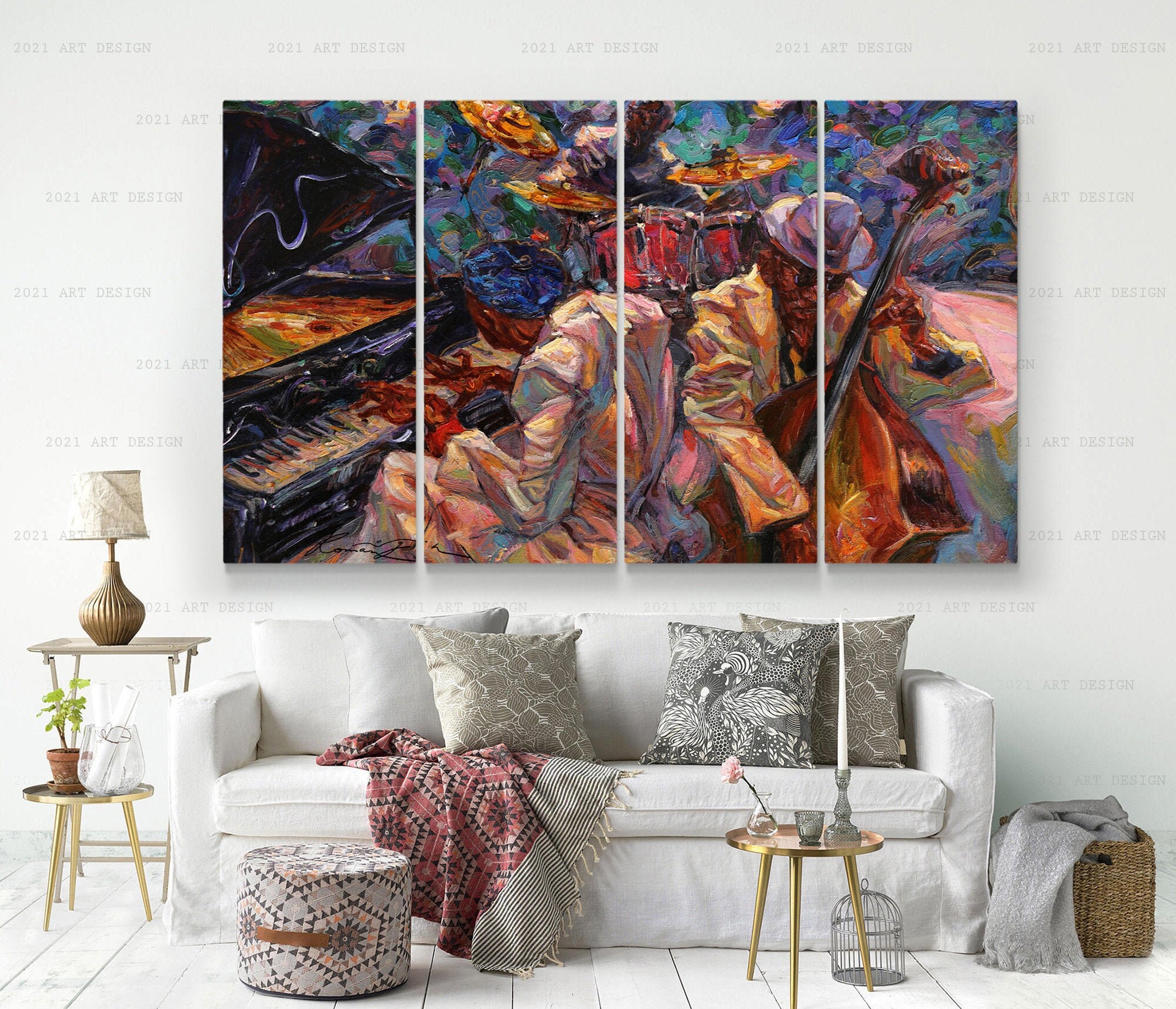 Abstract African Music Jazz Dancing Poster Canvas Print Jazz - Etsy