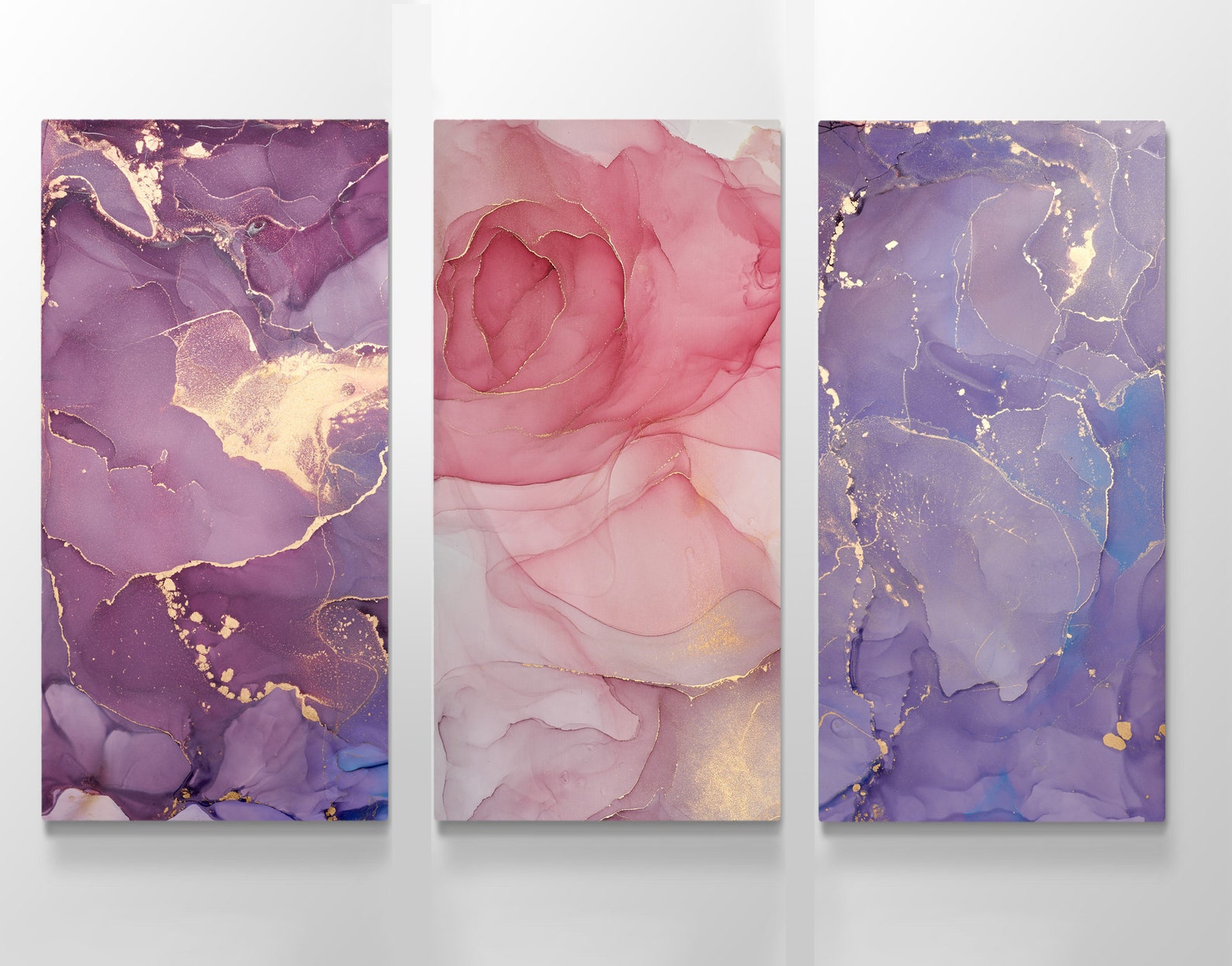 Abstract Wall Art, Pink Canvas Print, Flower Wall Art, Purple Canvas ...