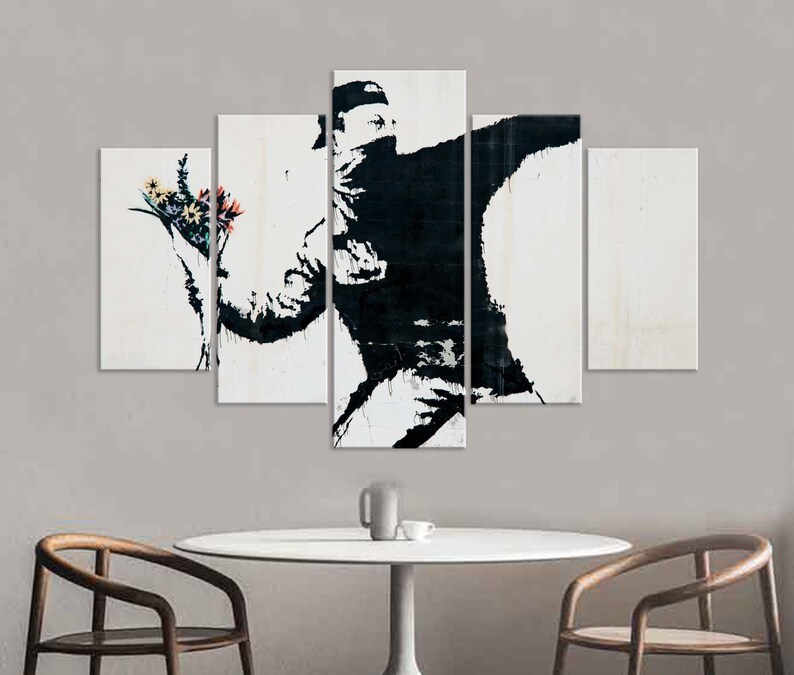 Banksy Art Flower Throwing Street Art Banksy Decor Banksy - Etsy