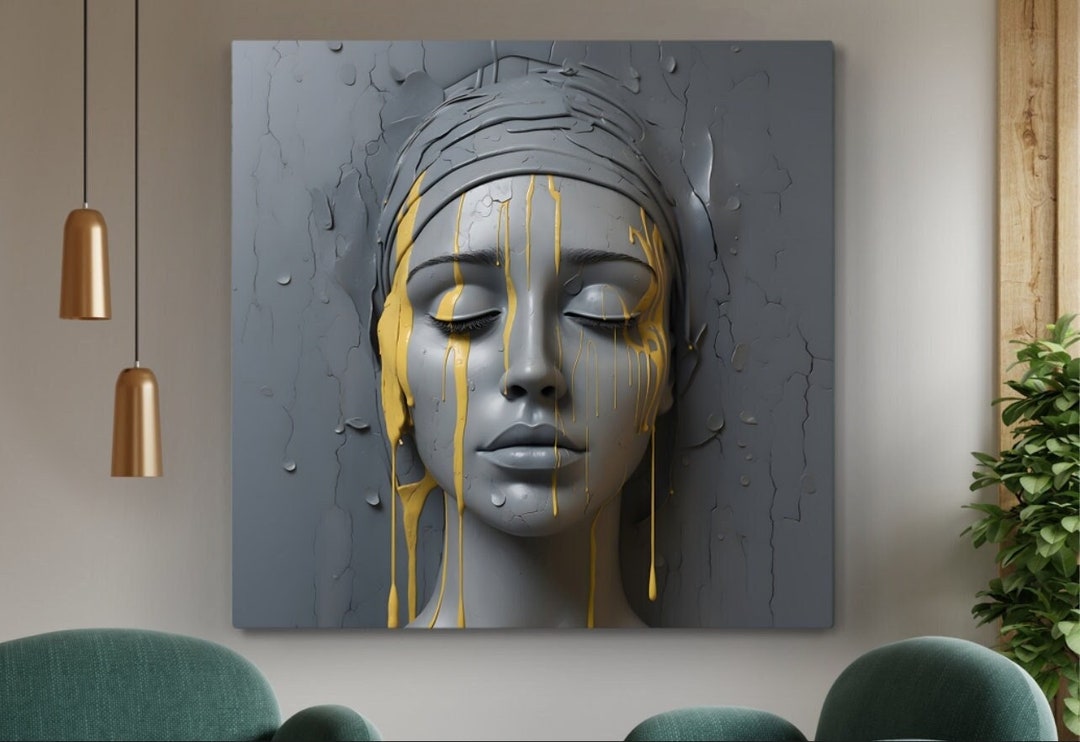 Woman Portrait Canvas, Woman Wall Art, Abstract Painting, Woman Canvas ...