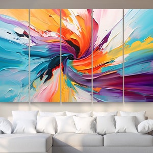 Rainbow Abstract Art, Colorful Canvas Art, Colorful Abstract, Abstract ...