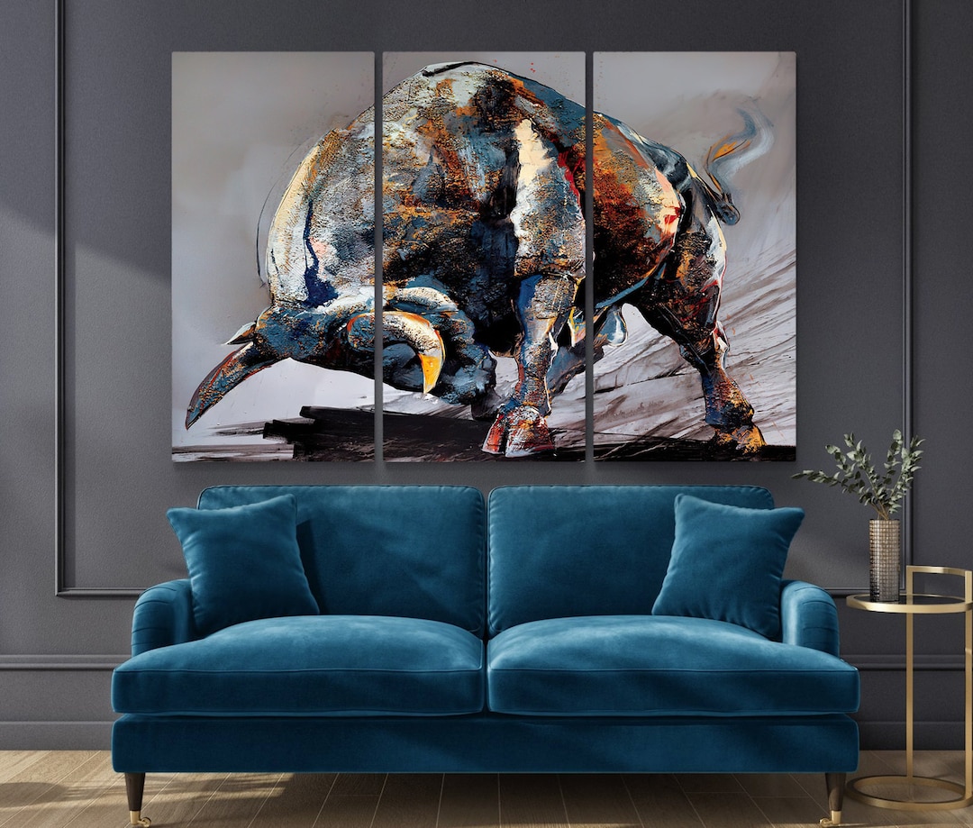 Bull Decor Wall Art, Animal Wall Art Canvas Print, Entrepreneur ...