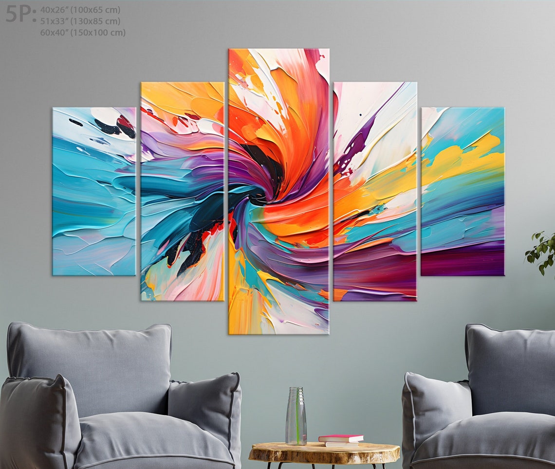 Rainbow Abstract Art, Colorful Canvas Art, Colorful Abstract, Abstract ...