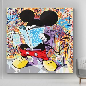 Mickey in the Toilet Pop Art Canvas Art, Mickey Mouse Print, Street ...