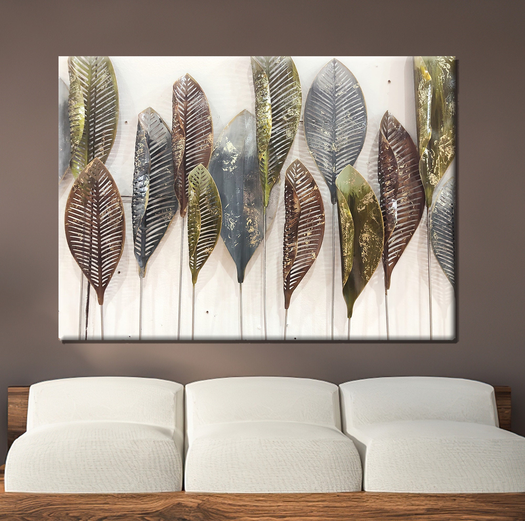 Leafy Decorative Ornament Made of Metal on a White - Etsy