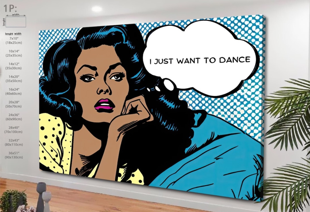 I Just Want to Dance Pop Art Print, Pop Art Canvas Art, Lichtenstein ...