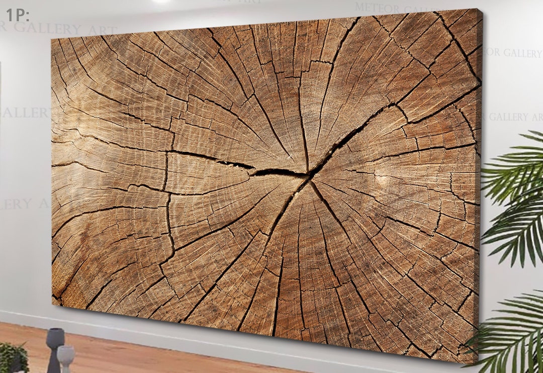 Wood Wall Art, Wood Texture Wall Decor, Tree Ring Canvas, Wood Crack ...