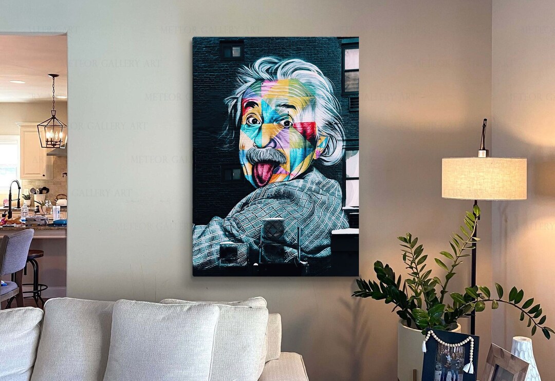 Albert Einstein Painted Wall Art, Einstein Canvas Print, Graffiti ...