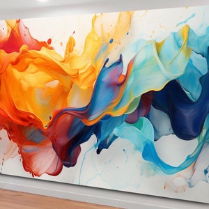 Rainbow Abstract Art, Colorful Canvas Art, Colorful Abstract, Abstract ...