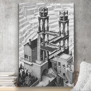 Waterfall by Maurits Cornelis Escher Canvas Wall Art, M.C. Escher ...