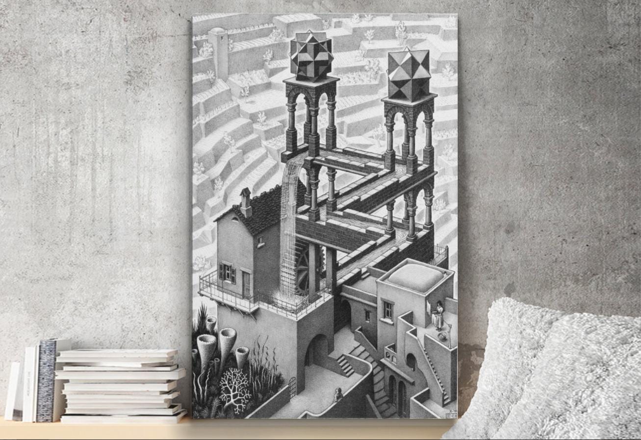 Waterfall by Maurits Cornelis Escher Canvas Wall Art, M.C. Escher ...
