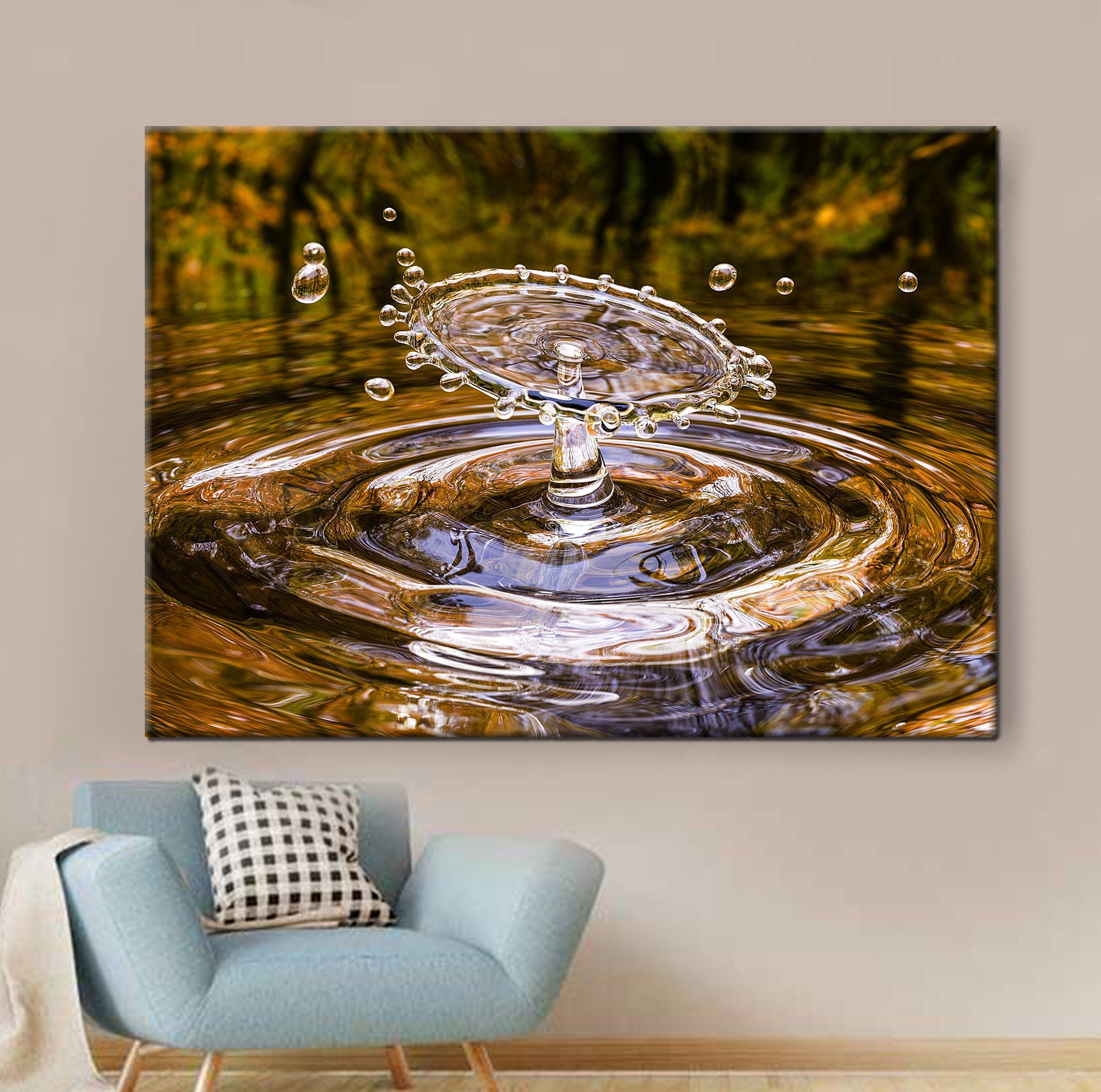 Water Splash Wall Art Lake-river Water Drop Effect Canvas - Etsy
