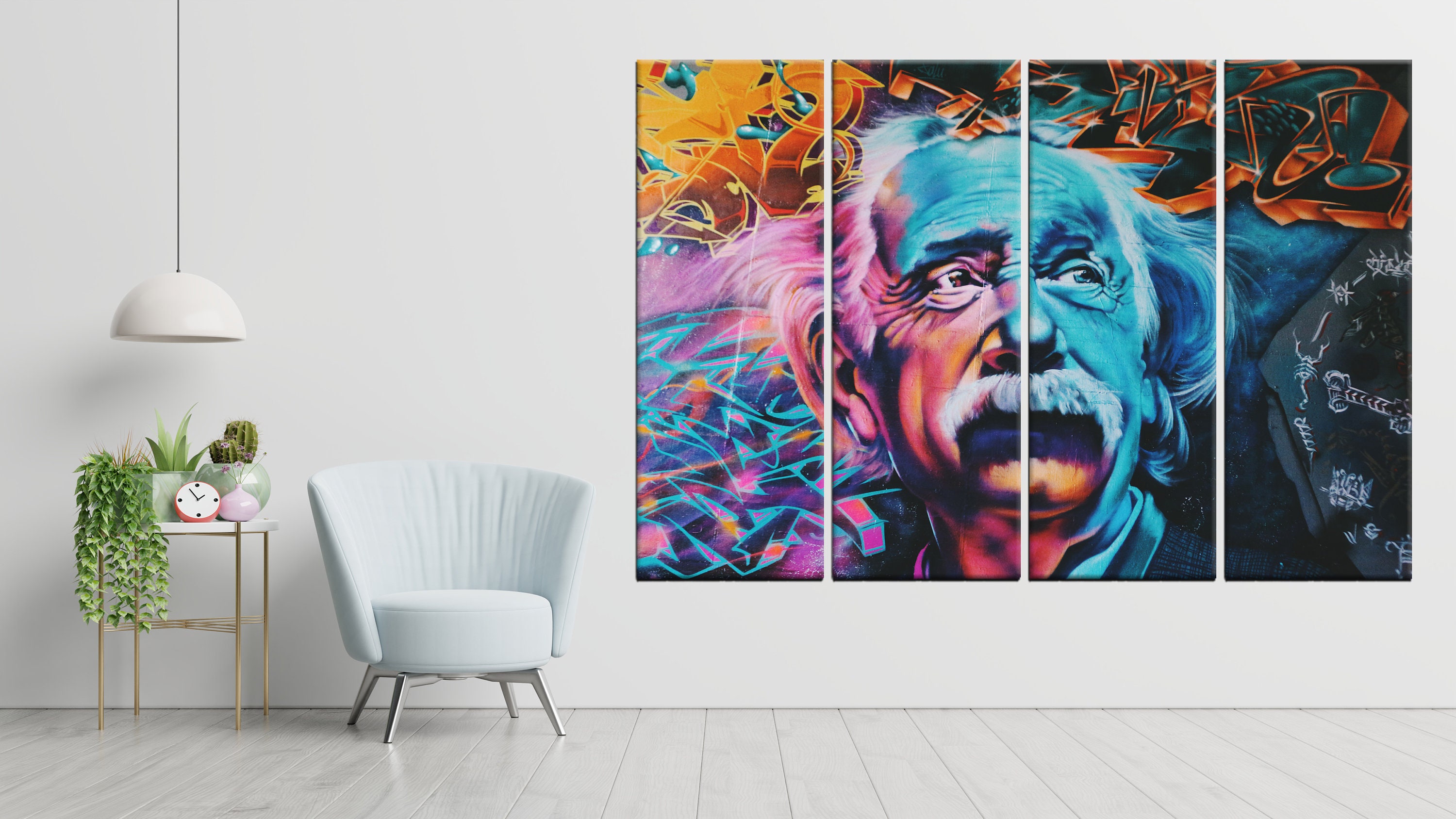 Albert Einstein Graffiti Street Art Leinwand Malerei Design, Bunte ...