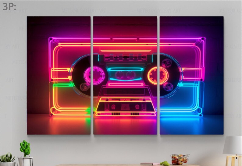 Retro Cassette Wall Art, Cassette Canvas Art, Retro Wall Art, Audio ...