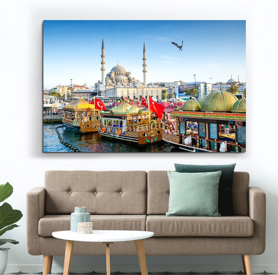 Istanbul Suleymaniye MOSQUE, Canvas Design, Color Printing, Fishing the ...