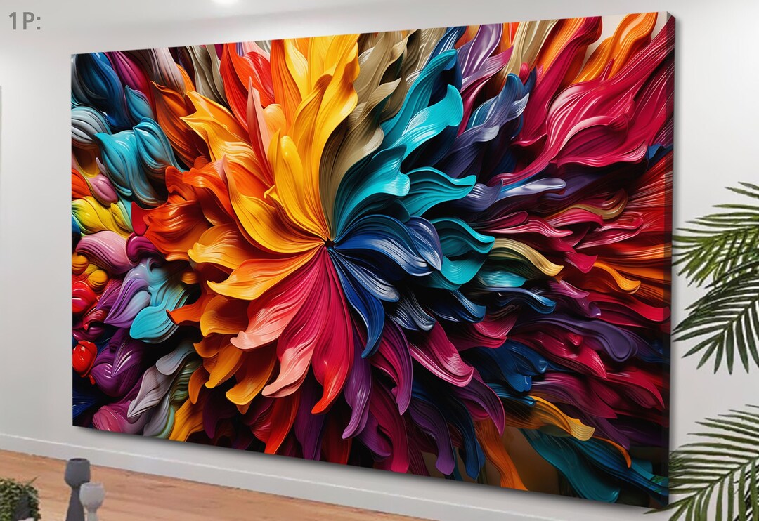 Colorful Abstract, Abstract Feather on Canvas, Colorful Painting ...