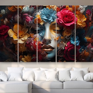 Beautiful Woman, Colorful Canvas, Woman Portrait, Abstract Canvas ...