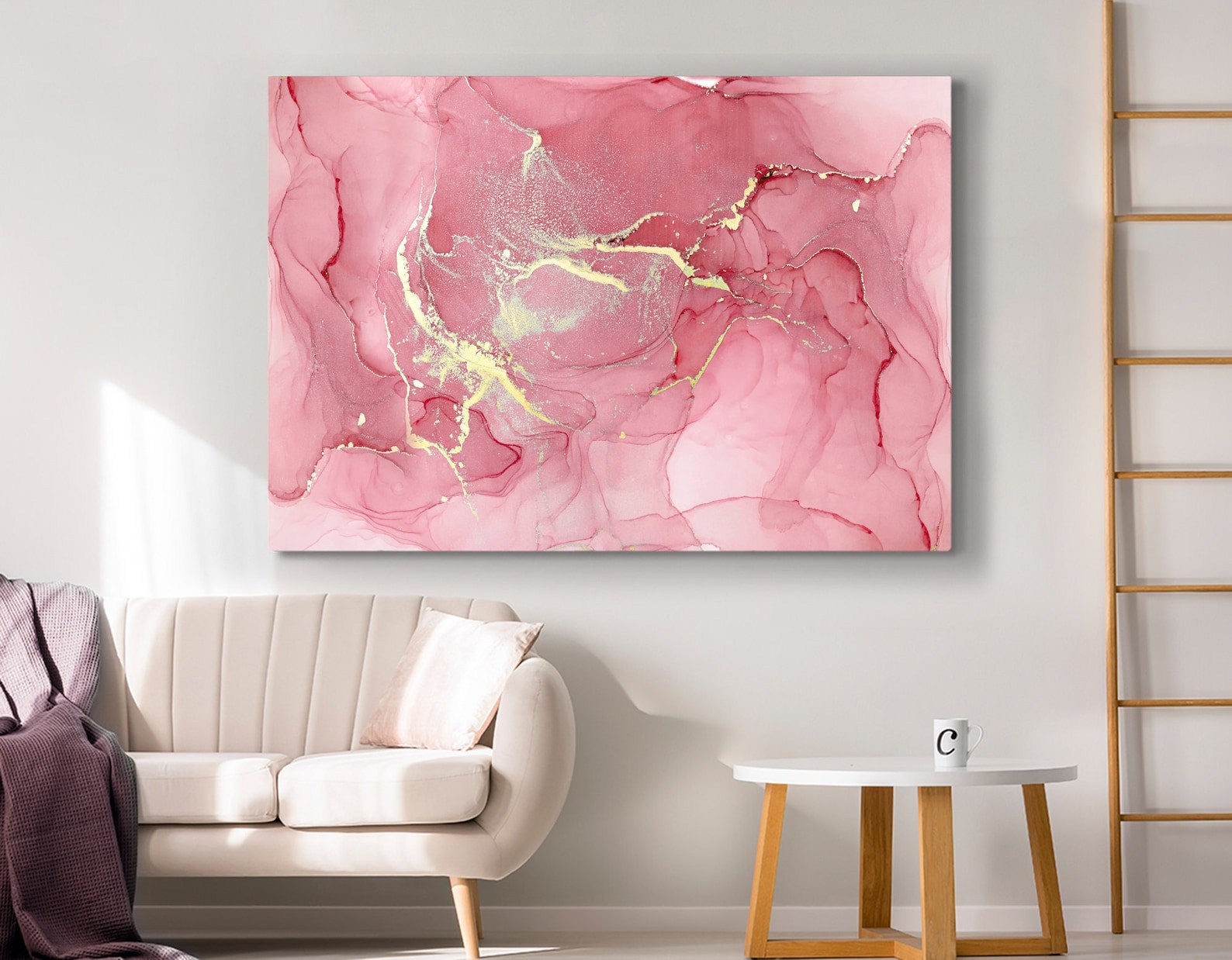 Pink Abstract Canvas Wall Art Pink Yellow Canvas Print - Etsy
