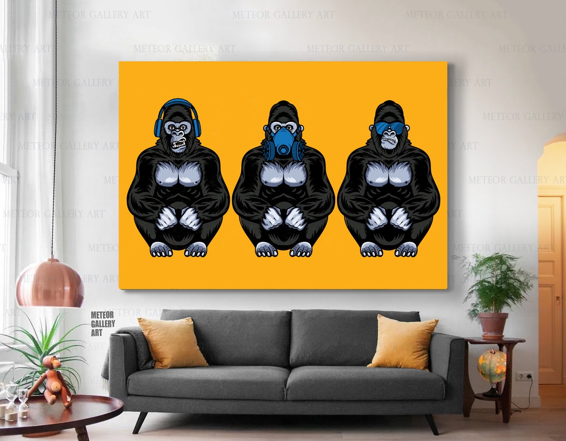 Three Monkeys Canvas Art Wall Art Canvas 3 Wise Monkeys Wall - Etsy