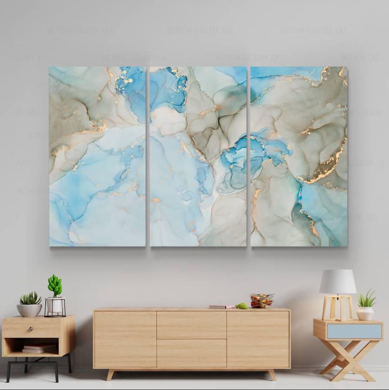 Abstract Wall Art, Blue Abstract Print, Blue Abstract Canvas, Blue Wall ...
