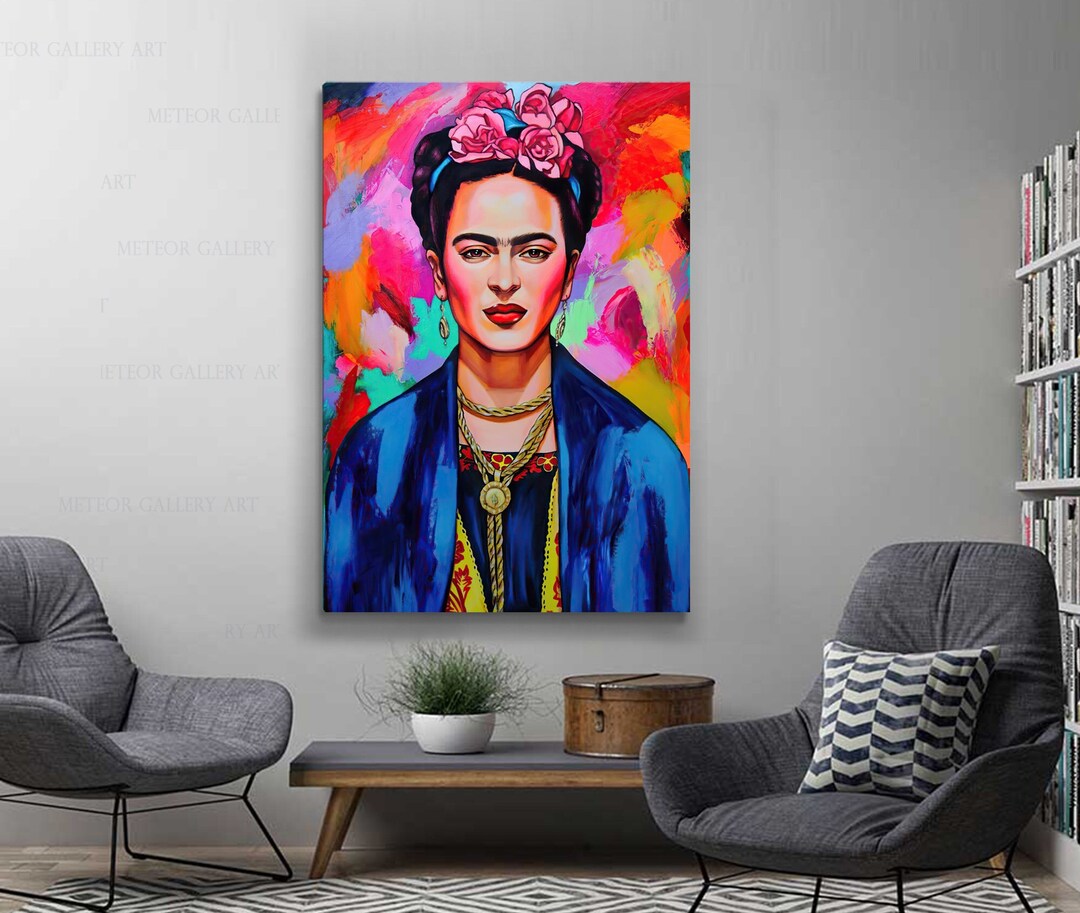 Frida Kahlo Canvas Art, Abstract Colorful Frida Wall Art, Mexican Woman ...