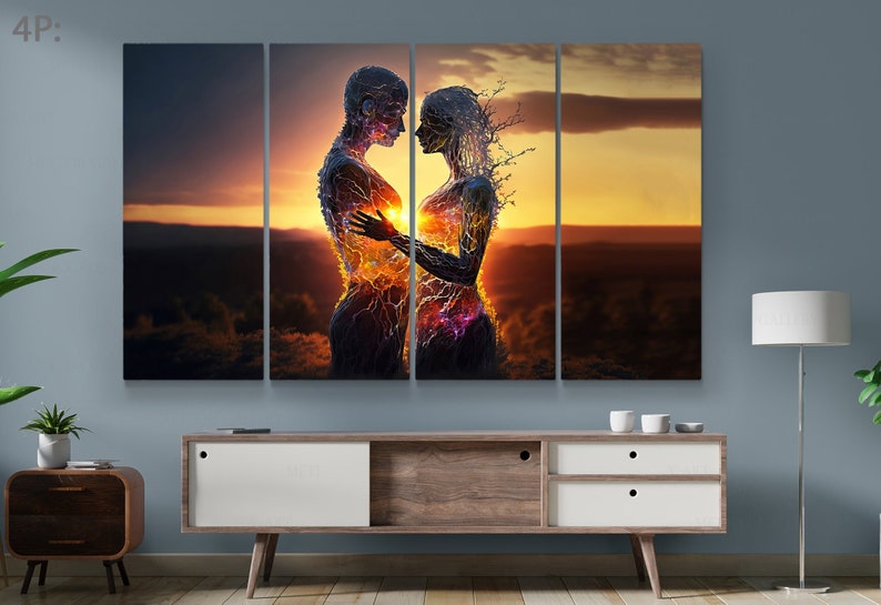 Woman Man Canvas, Couple Canvas, Love Wall Art, Lovers Canvas, Abstract ...