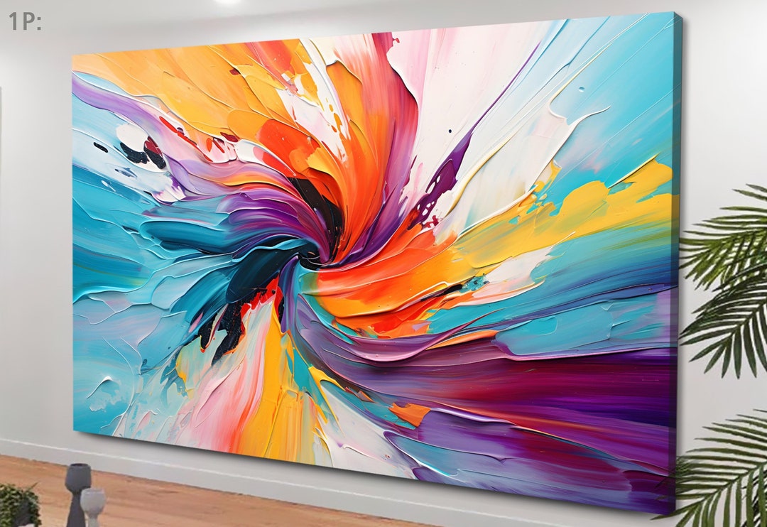 Rainbow Abstract Art, Colorful Canvas Art, Colorful Abstract, Abstract ...