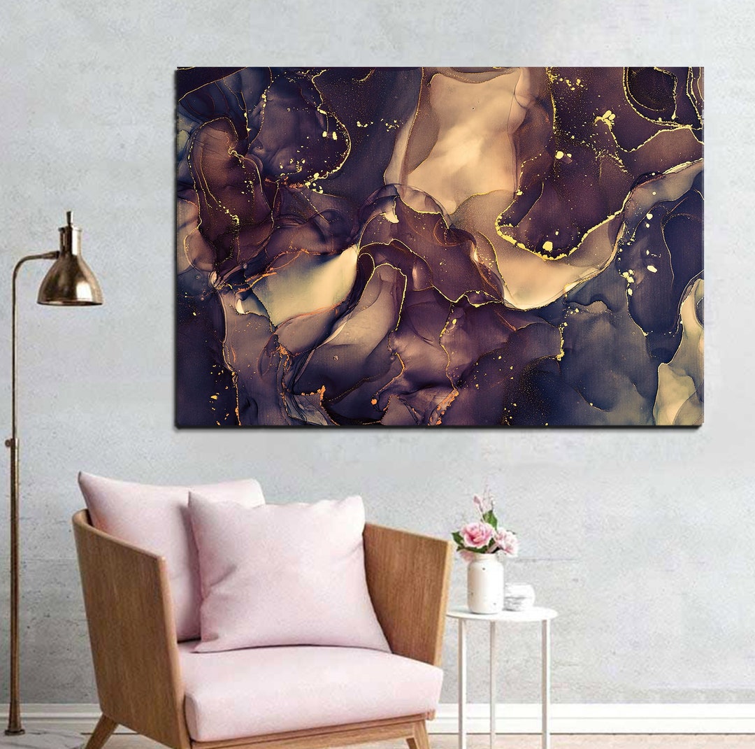 Dark Purple Abstract Canvas, Blue Purple Abstract Print, Dark Blue ...