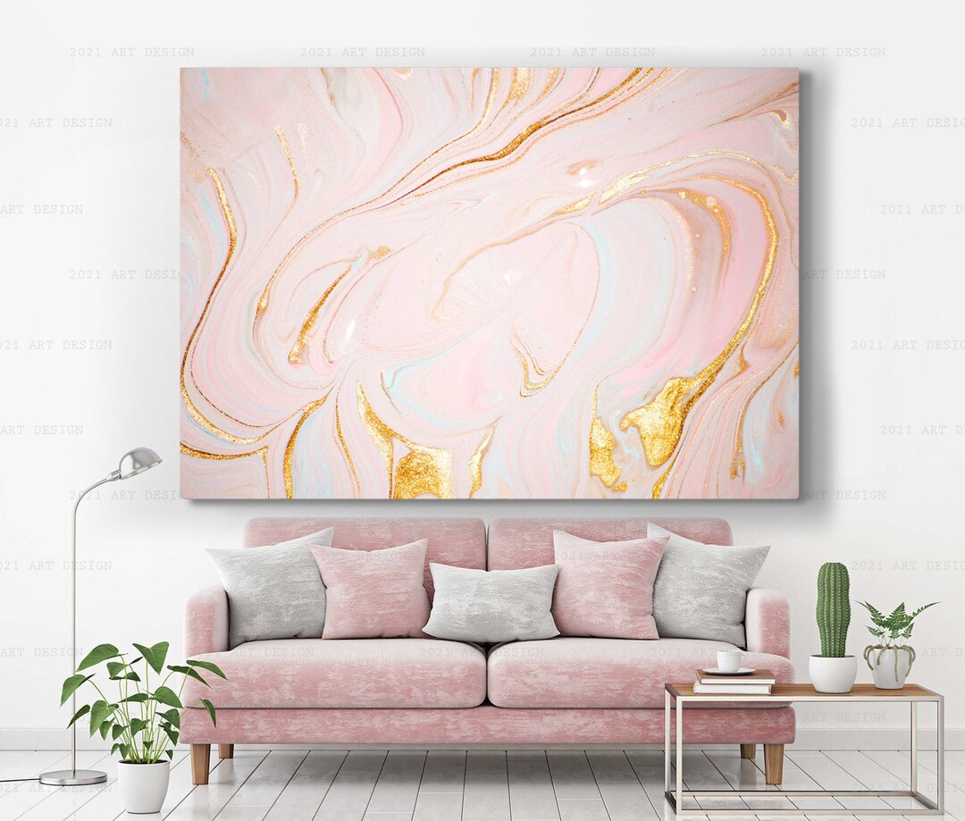 Abstract Wall Art, Abstract Canvas Print, Marble Decor, Pink Print ...