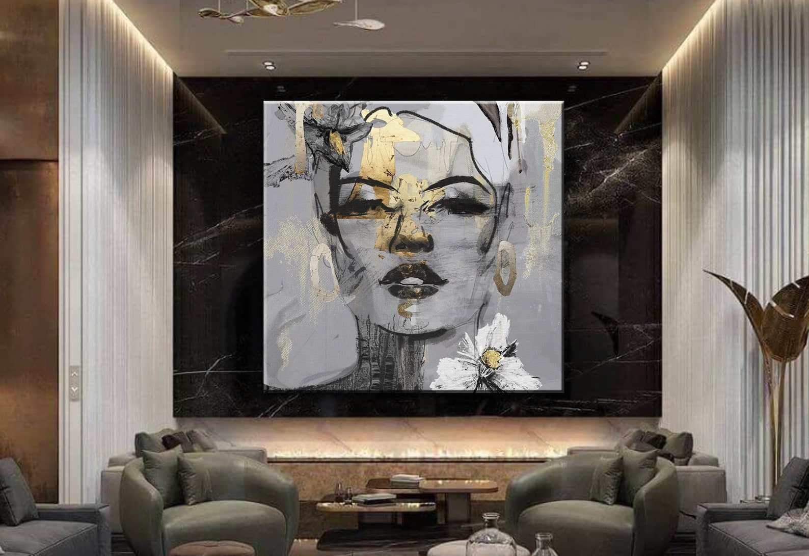 Woman Portrait Wall Art, Woman Canvas, Abstract Woman Wall Art ...