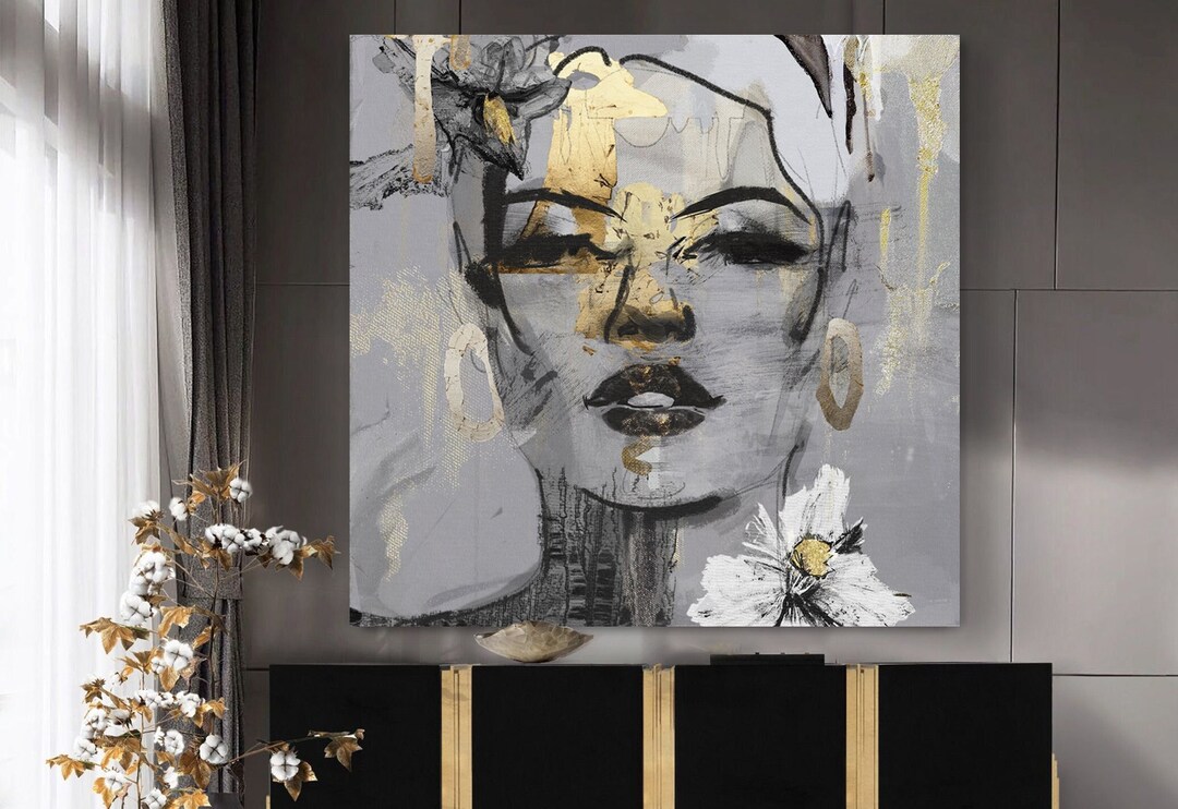 Woman Portrait Wall Art, Woman Canvas, Abstract Woman Wall Art ...