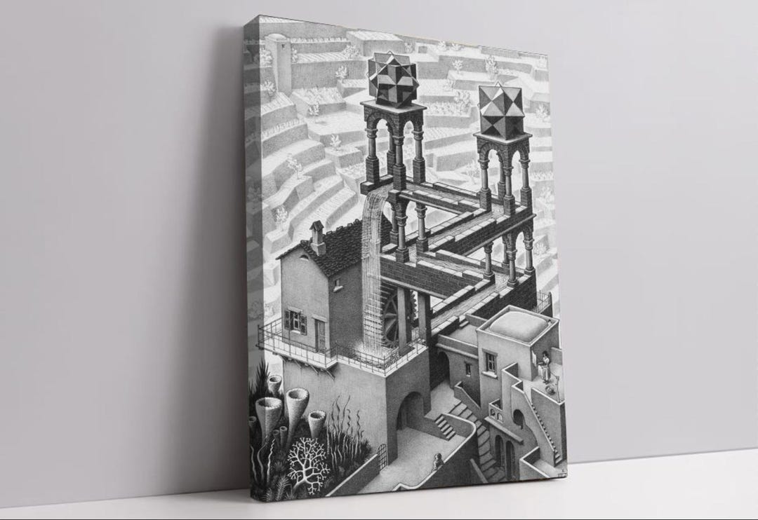 Waterfall by Maurits Cornelis Escher Canvas Wall Art, M.C. Escher ...