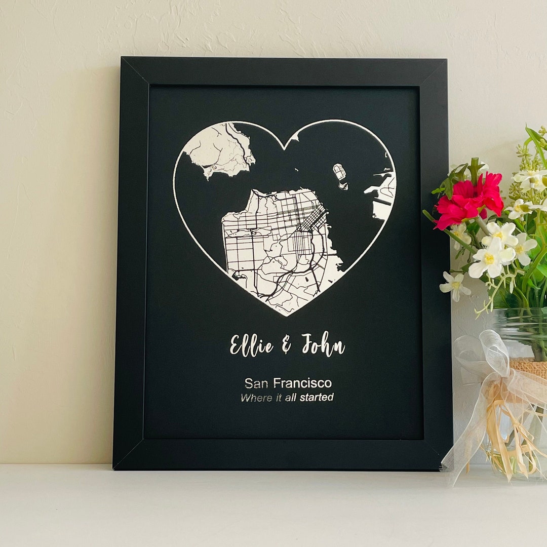 Engagement Map Print, Engagement Print, Gift for Couple, Personalized ...