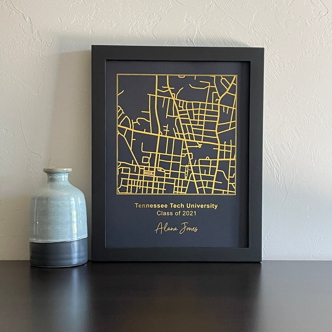 Graduation Gift, Custom College Map, Foil Map Print, Personalized ...