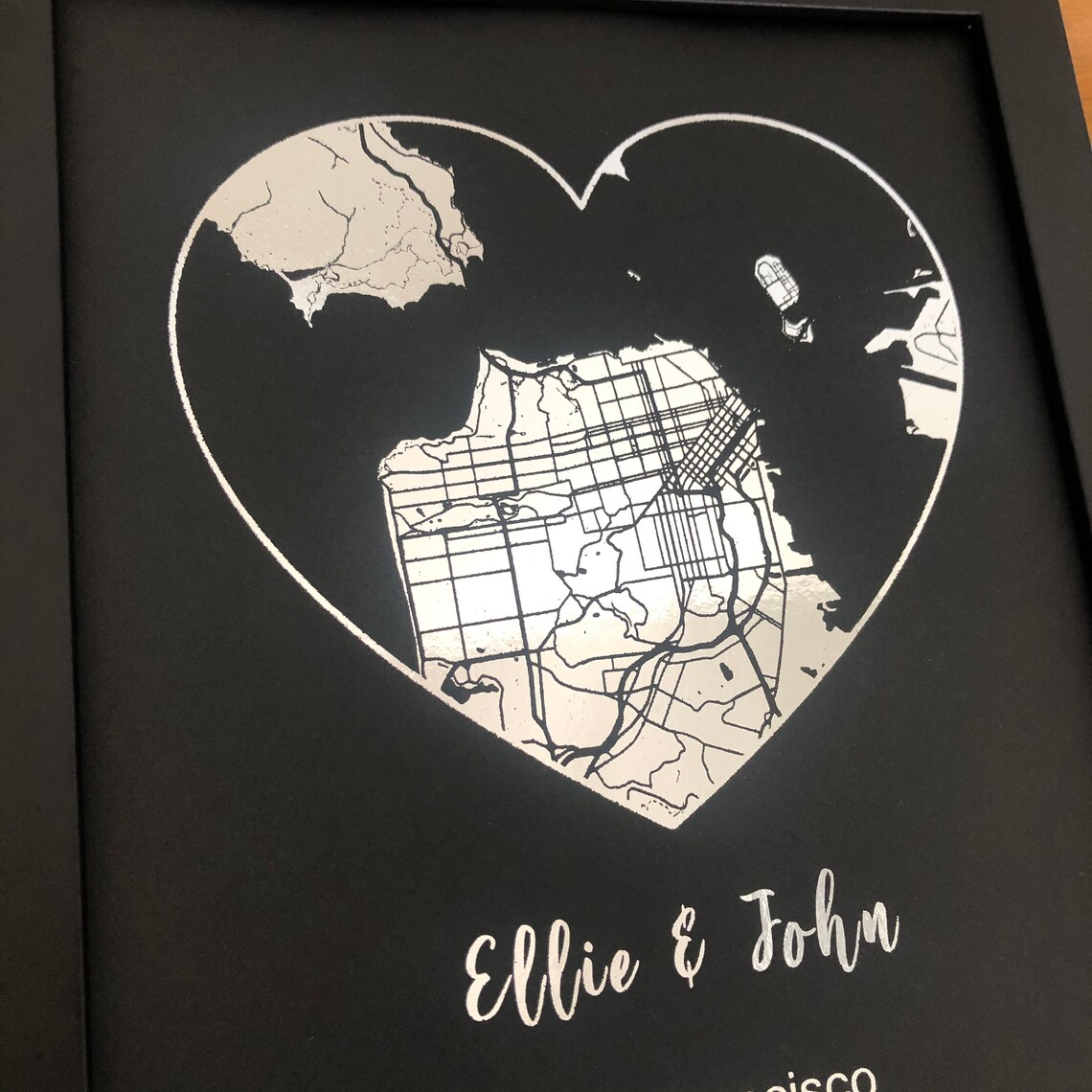 Engagement Map Print Engagement Print Gift for Couple - Etsy