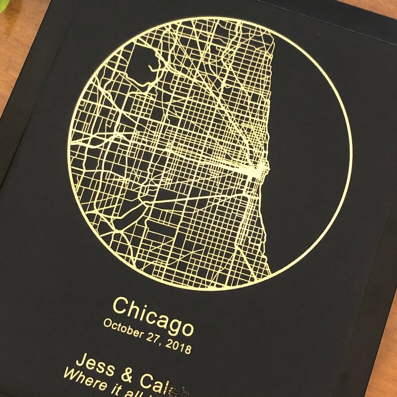 Custom Foil City Map Any Location Map Personalized Map | Etsy