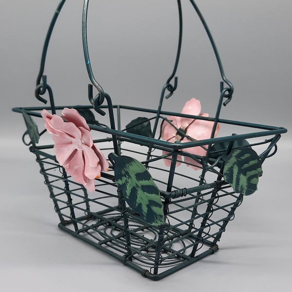 Vintage Green Wire Basket - Etsy