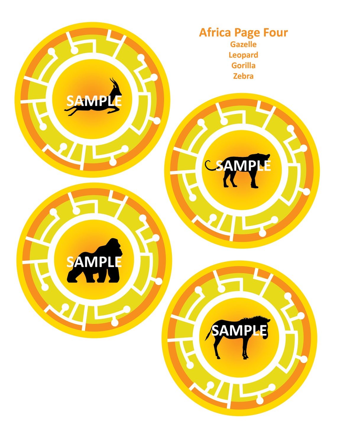 AFRICA Set of Animal Discs/creature Power Discs - Etsy