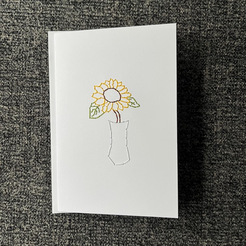 Hand Embroidered Floral Cards - Etsy